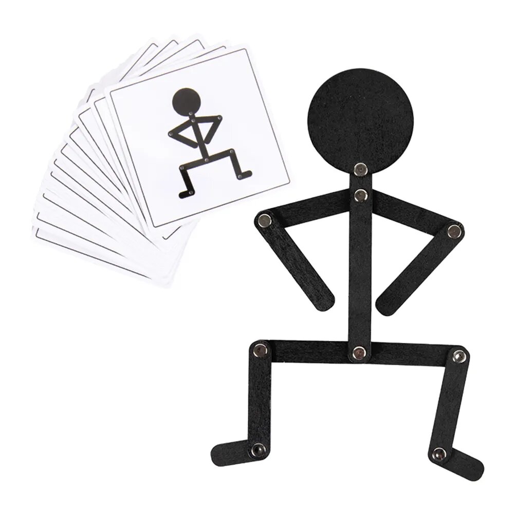 Деревянная головоломка-человечек из спичек для детей, 24 двусторонние карточки, развитие координации глаз и рук