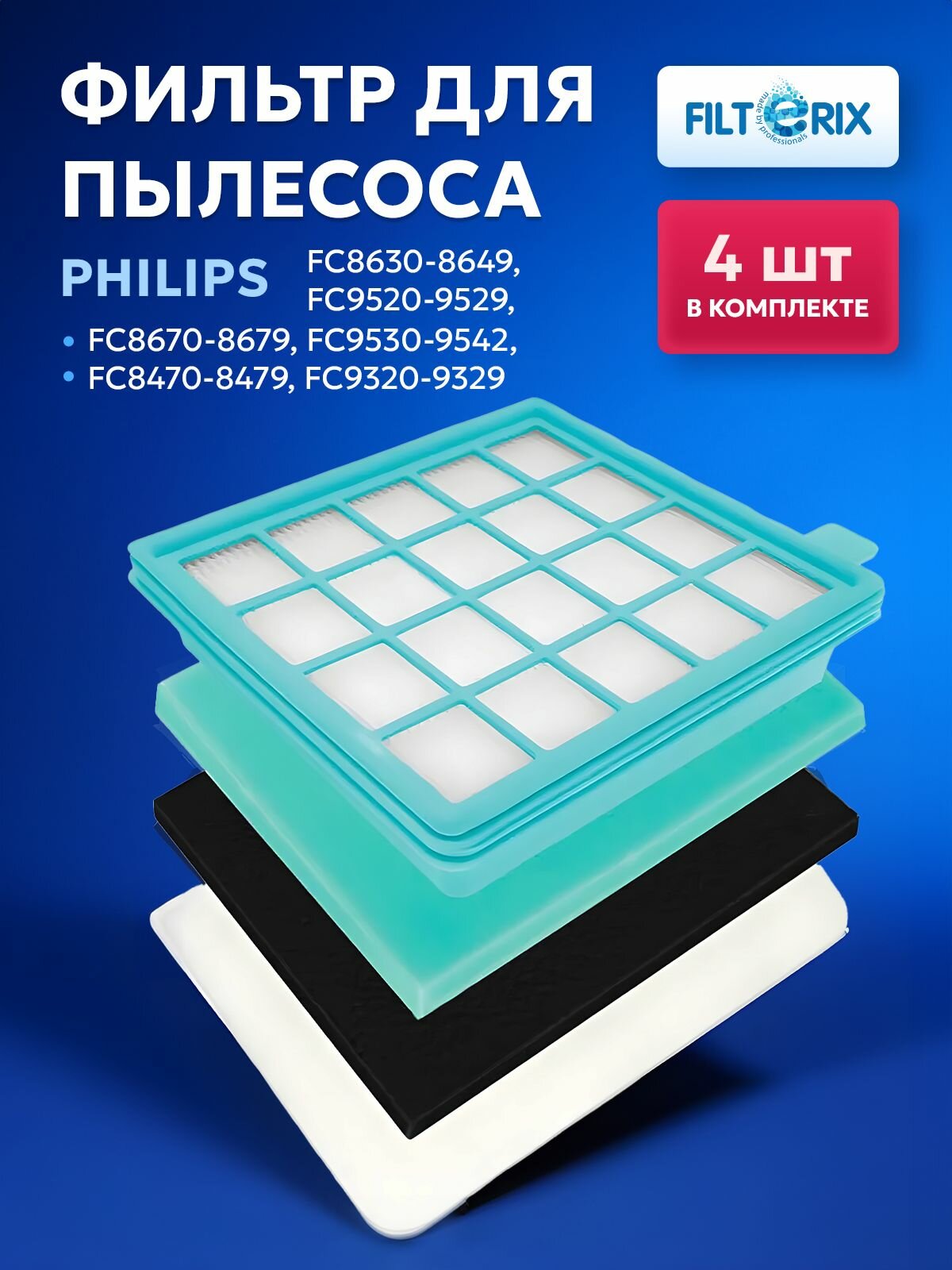 Фильтр для пылесоса Philips PowerPro Active: FC8630-8649 и PowerPro Compact: FC8470-8479, FC9320-9329 для пылесосов Филипс