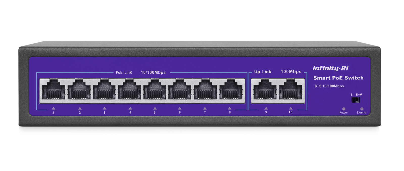 Коммутатор на 8 портов PoE + 2 UPLink PPS-308, Питание PoE 120Вт