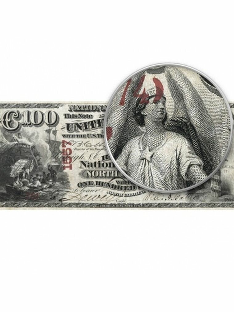 100 долларов 1865 США Северная Каролина, копия