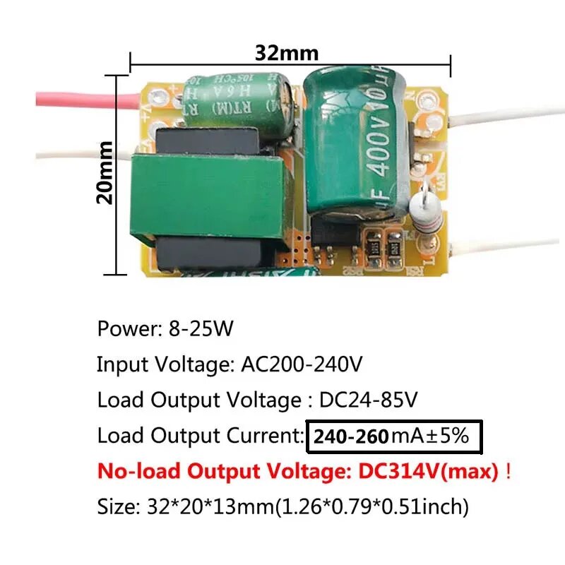 Блок питания 8-25Вт 200-240В AC-DC 24-85В DC