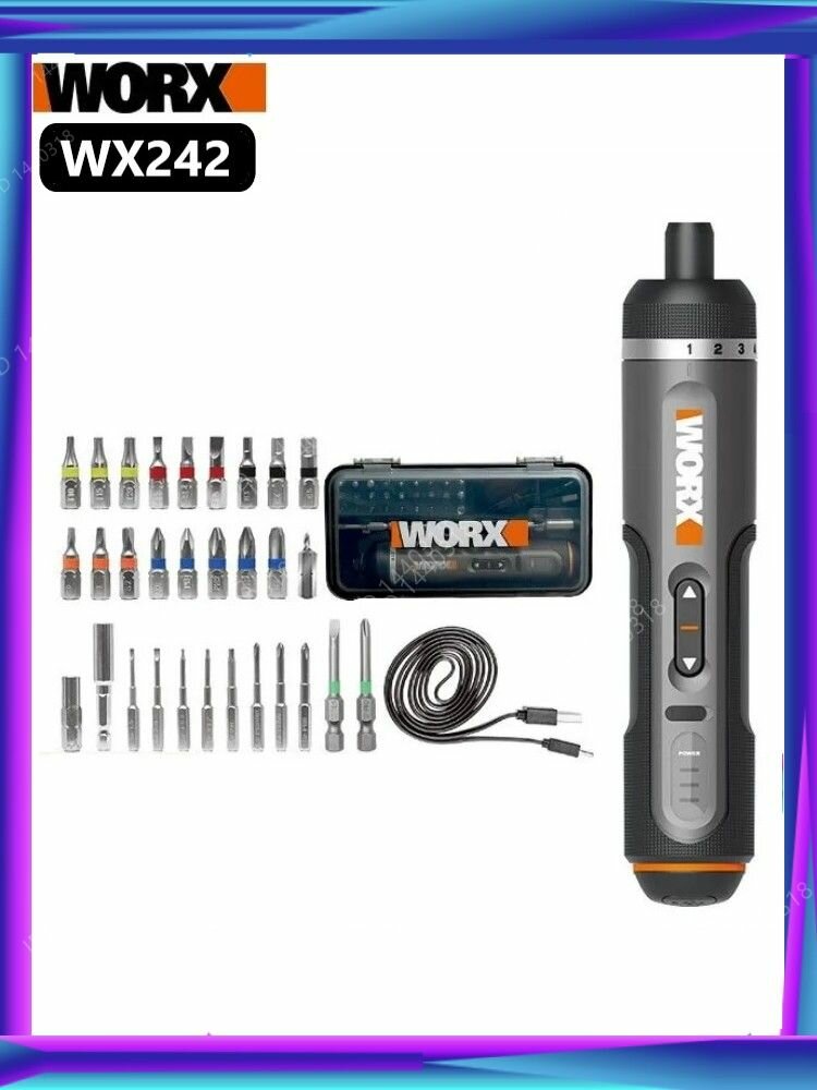 WORX WX242 Аккумуляторная отвертка 4В, 5 Нм, 2 Ач, с механическим ограничением момента
