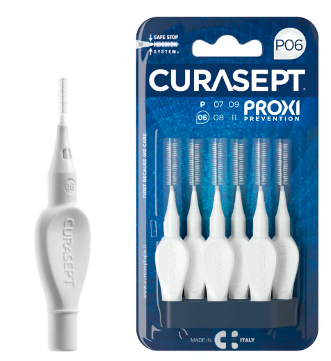 Ёршики межзубные Curasept Proxi Prevention Р06 белый, мягкий, с ограничителем, 6 штук в блистере, Италия