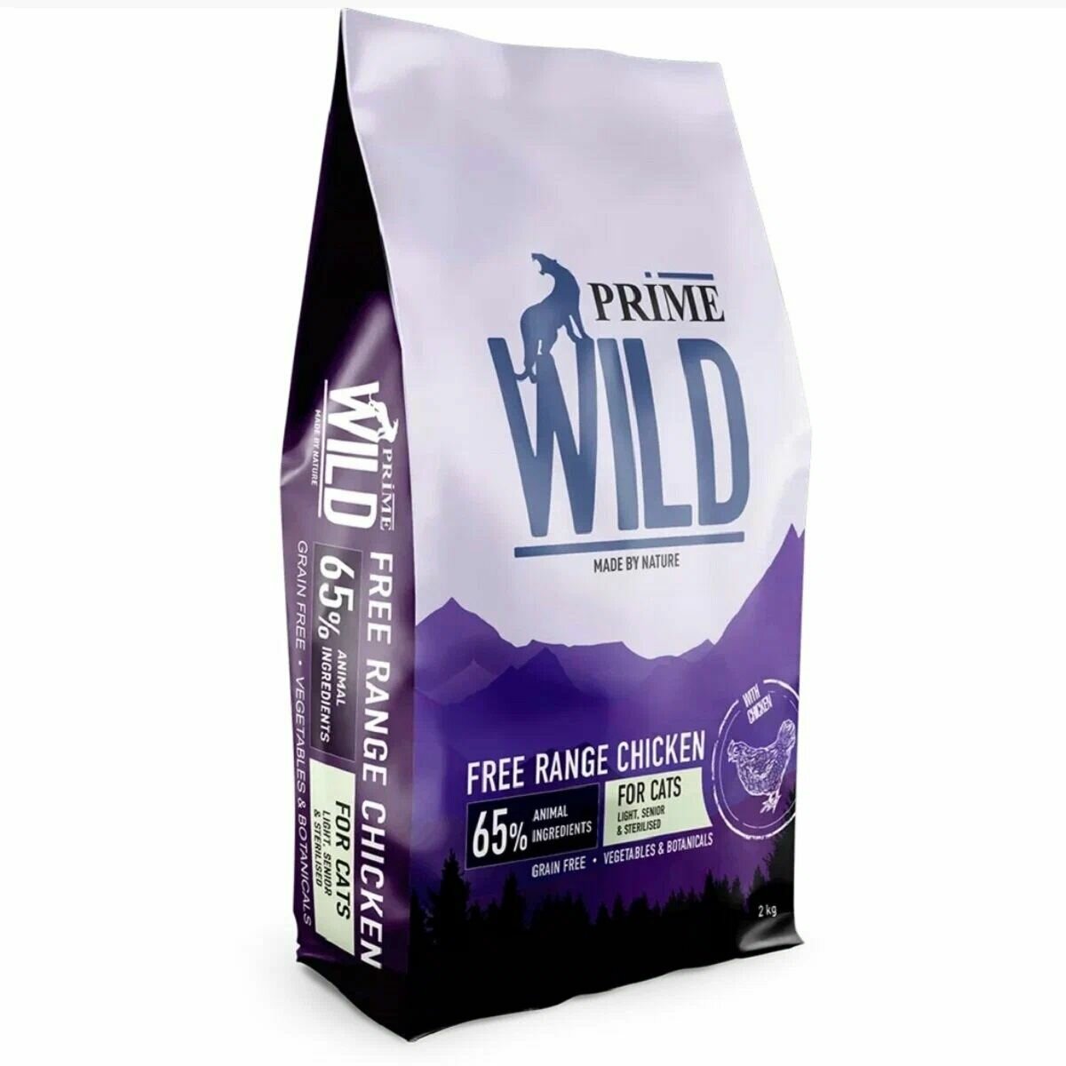 Сухой корм PRIME WILD GF FREE RANGE для котят и стерилизованных кошек Контроль веса с курицей 2кг