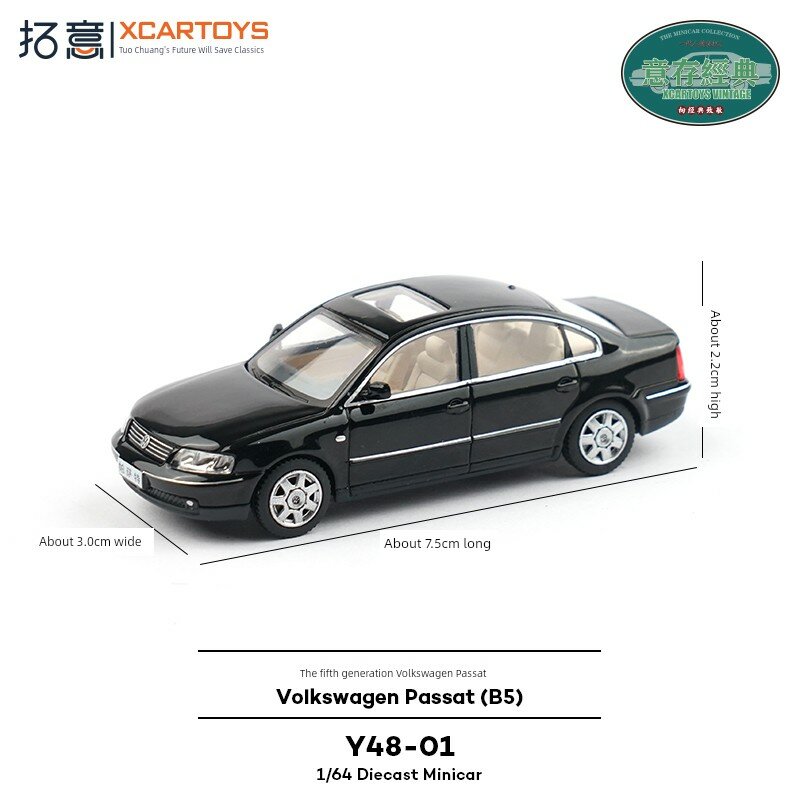 1/64 Масштаб Volkswagen Passat 5-го поколения, металлическая модель в черном цвете, игрушка для мальчиков