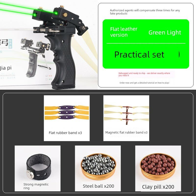 Версия с плоской кожей зеленой лазерной указки для лука с практичным комплектом охоты и рыбалки