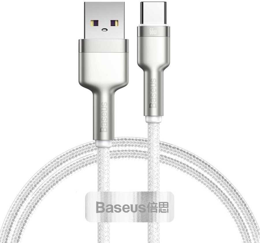 Кабель USB BASEUS Cafule Series Metal, USB - Type-C, 6A, 66W, 2 м, белый CAKF000202