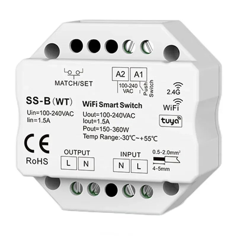Интеллектуальный кнопочный переключатель SS-B 1.5A ZigBee/RF