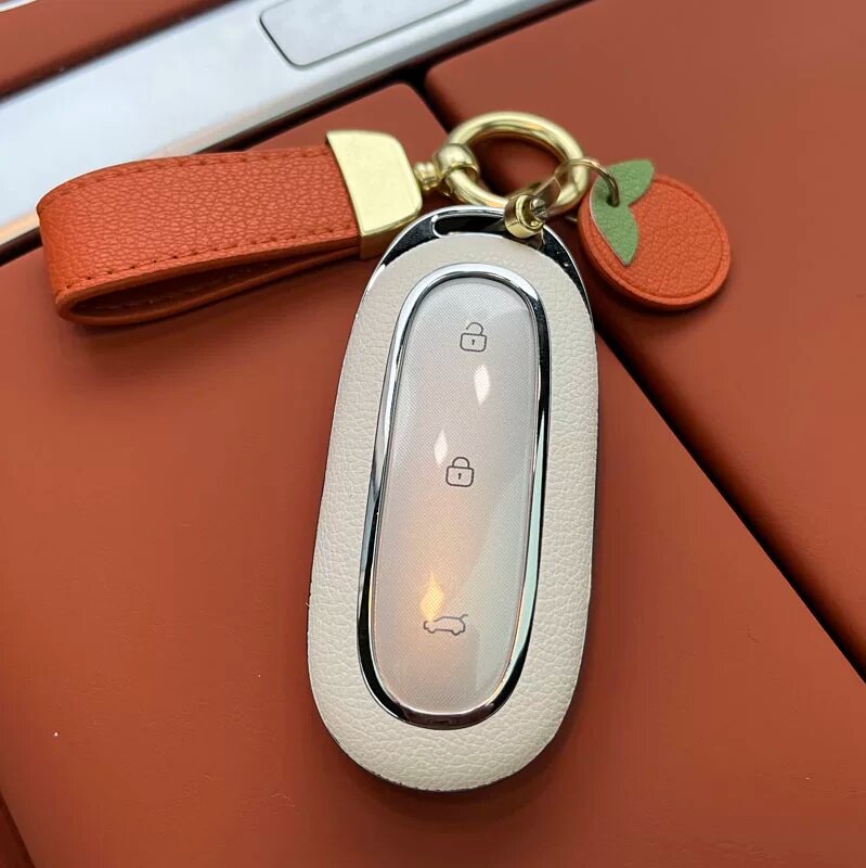 Белый защитный чехол с текстурой кожи для ключей с оранжевым ремнем (шэ-шэ-рюй-и) для iPhone L8 L7 L6