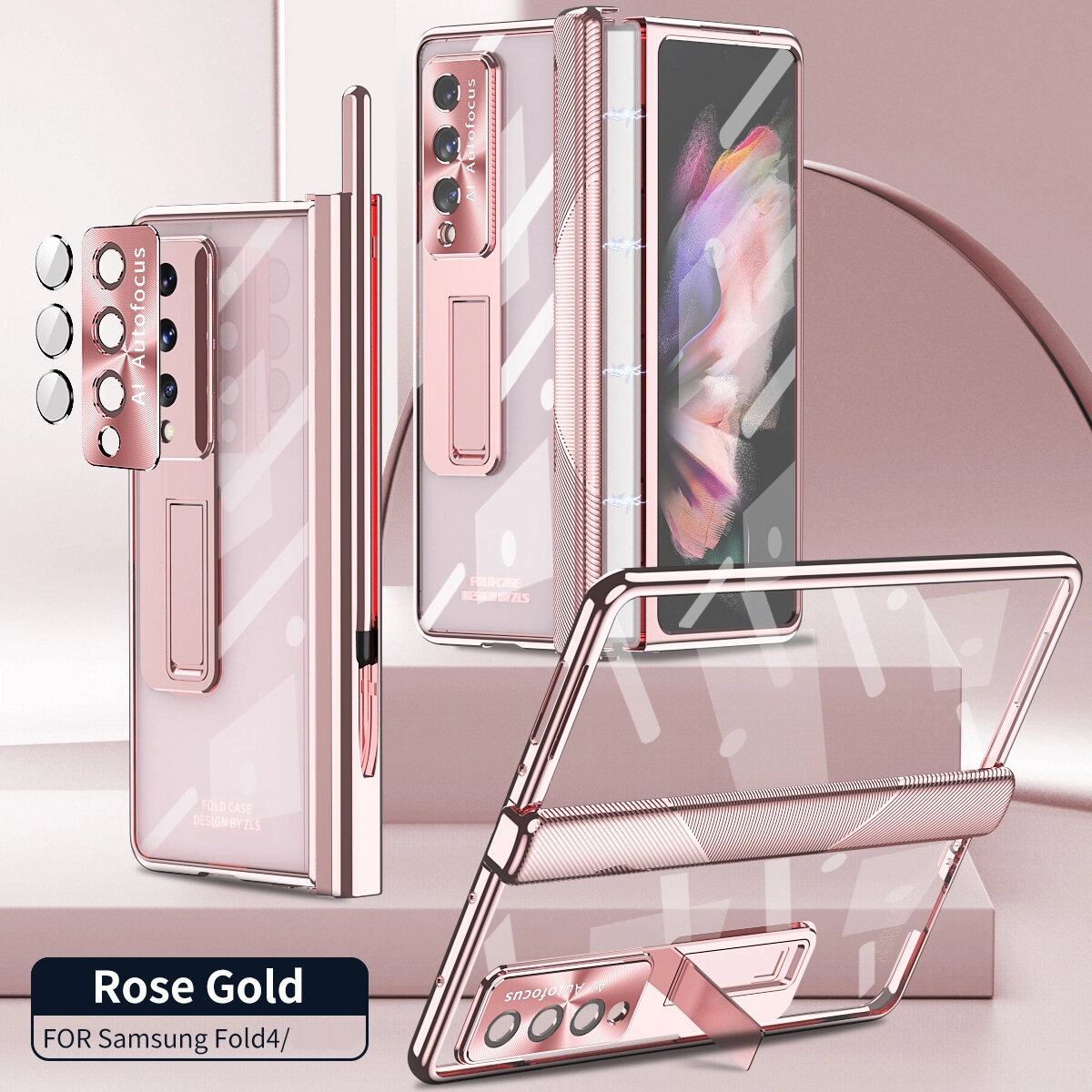 Подходит для Samsung Galaxy Z Fold4 / Самсунг Галакси Z Fold4 Чехол для смартфона, Магнитный шарнир для гнезда для пера, оснащенный стилусом, Z Fold4