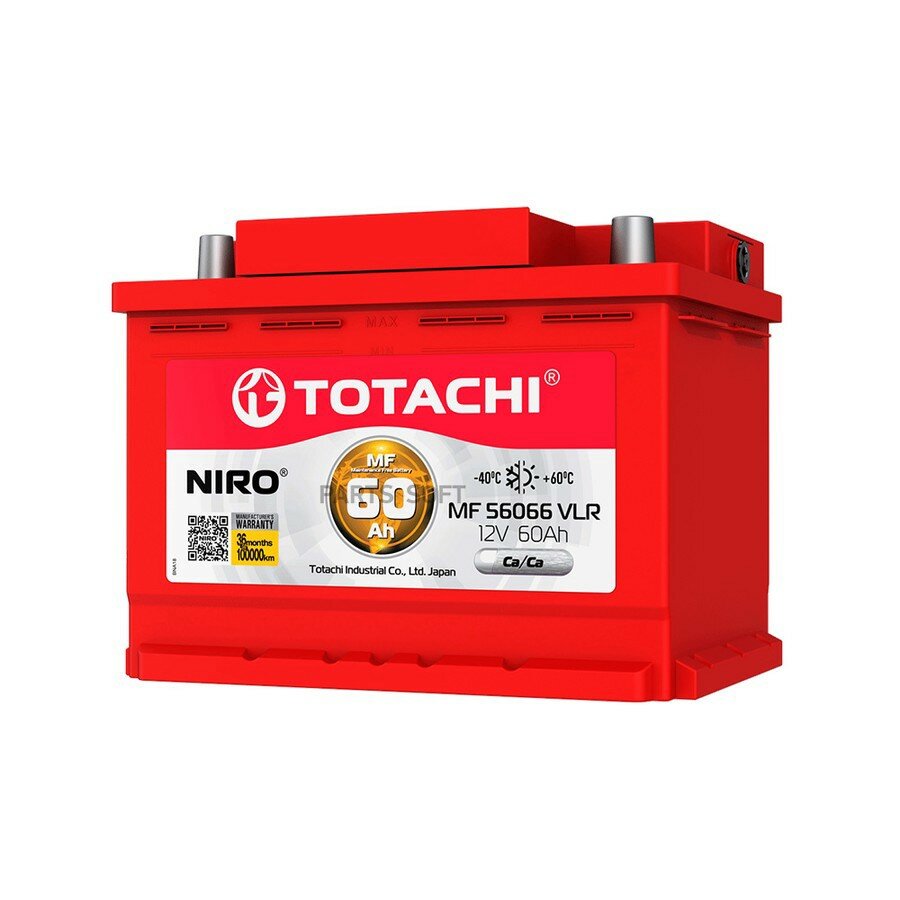 Аккумулятор 60 а/ч "TOTACHI" NIRO 540-600А (обратная полярность) (242х175х190) TOTACHI 90160 | цена за 1 шт