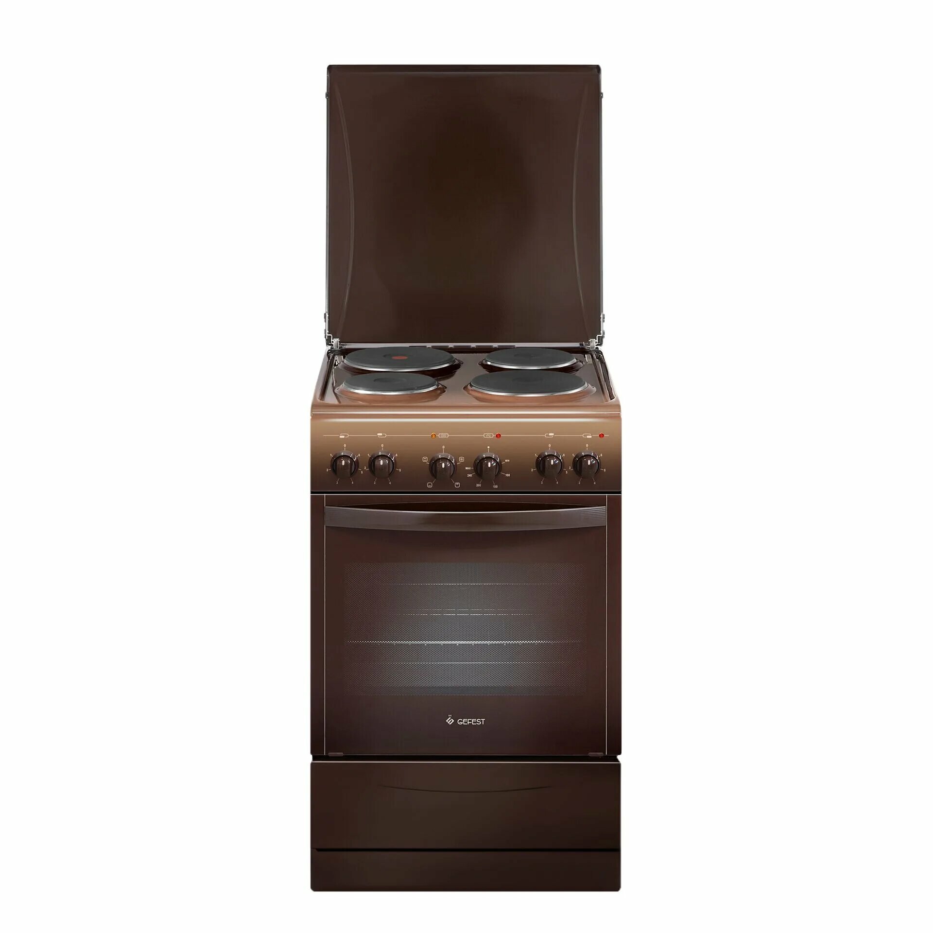 Электрическая плита Gefest 5140-01 0001 коричневый, эмалированная, 55л, 4 конфорки