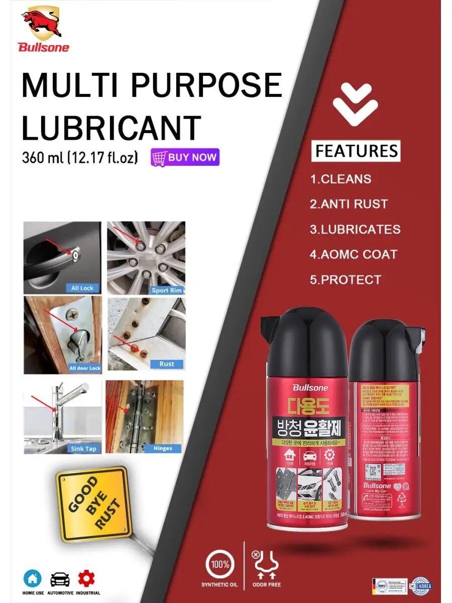 Универсальная проникающая (аэрозоль) Bullsone MULTI PURPOSE LUBRICANT 360 мл 06700001