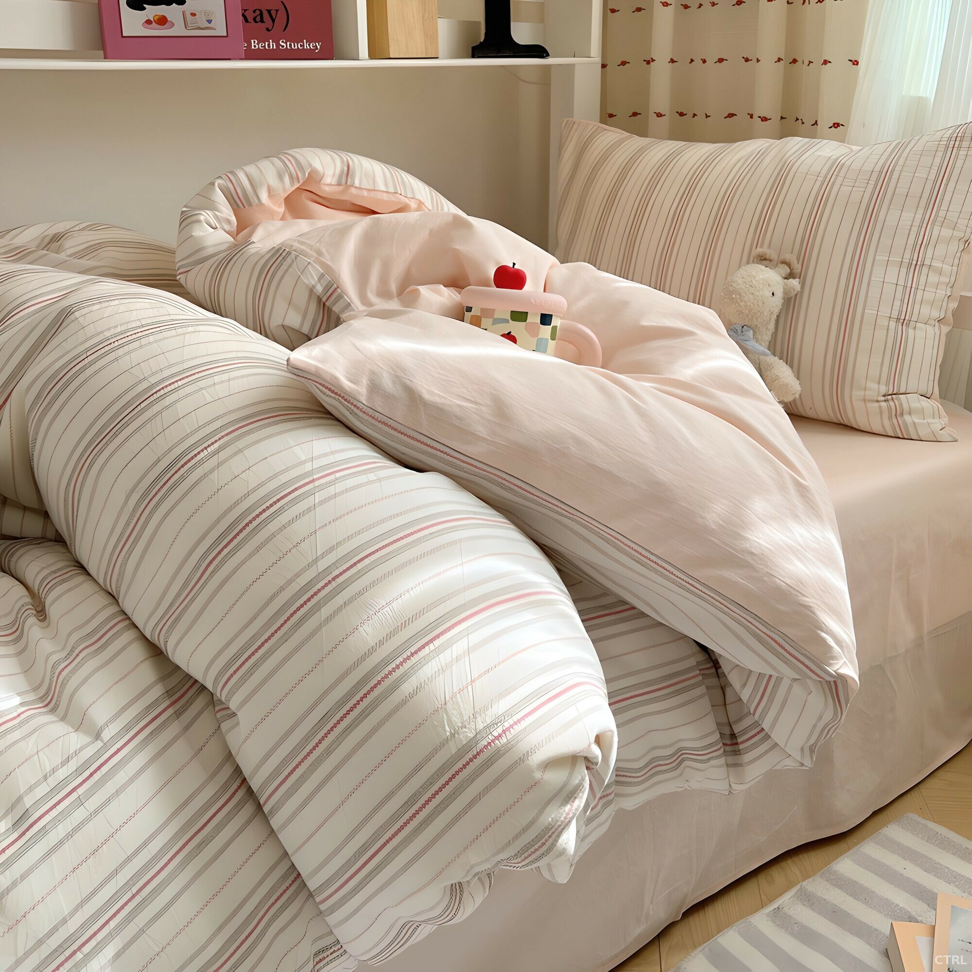 Комплект постельного белья розовый, хлопок класса A, 200x230см