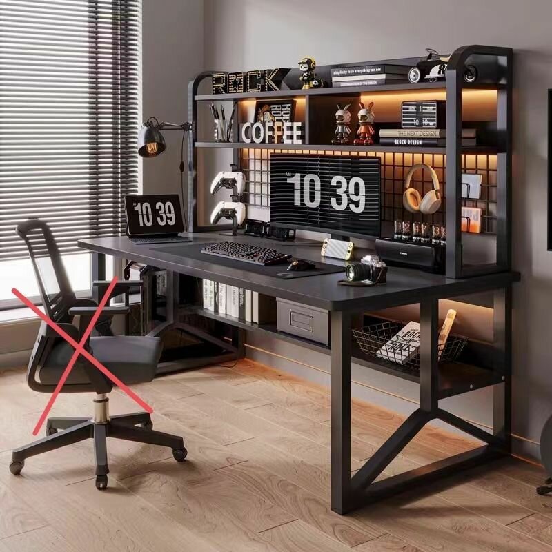 Комплект игровых компьютерных столов. Двойной черный с решеткой 120*60*150 см