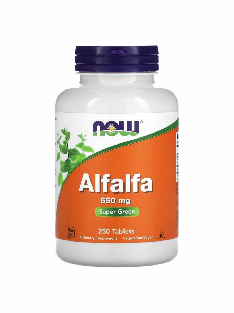 Люцерна NOW FOODS, для мочеполовой системы, 650мг, 250таблеток Alfalfa