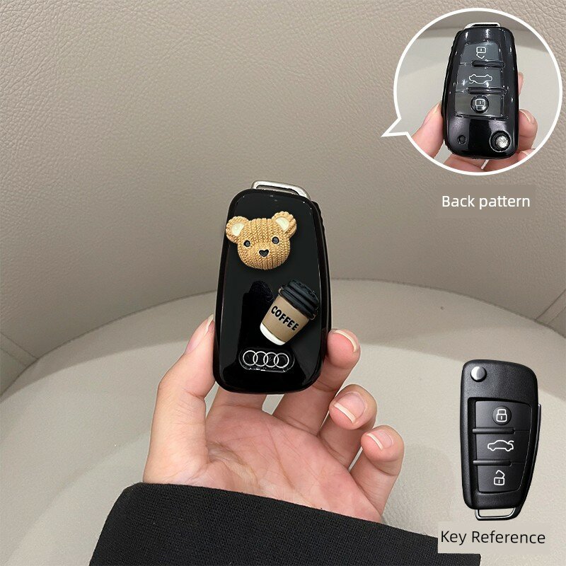 Прозрачный кофейный медвежонок брелок для Audi A3, дизайн одинарной оболочки, прочный аксессуар для автомобильных ключей