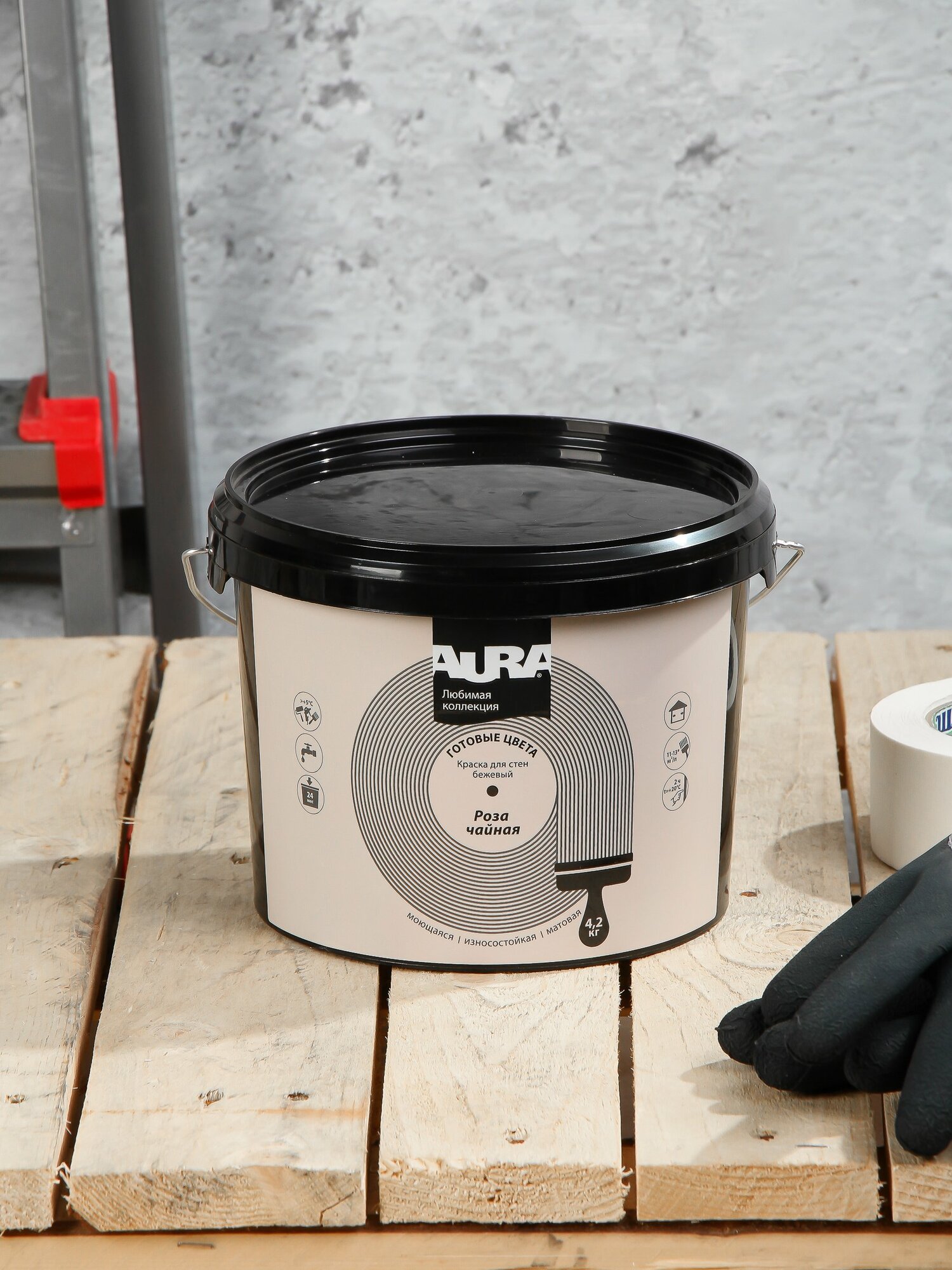Краска водно-дисперсионная Aura акриловая интерьерная матовая моющаяся влагостойкая роза чайная бежевая 4.2 кг