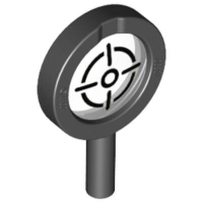 Деталь Lego 10830c01pb01 Minifigure, Utensil Magnifying Glass Thick Frame and Solid Handle with Trans-Clear Lens with Crosshairs Pattern