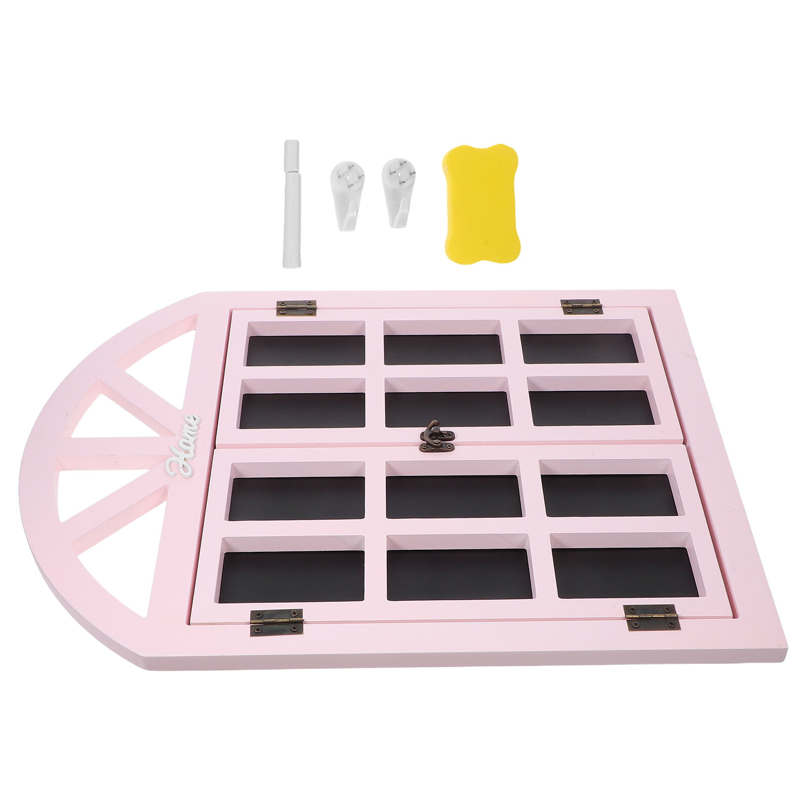 Креативная настенная деревянная доска для записей в форме арочного окна (7702A-04 Доска для записей в форме арочного окна - Розовая - В комплекте ластик для доски + два гвоздика №4 + 1 кусочек мела)