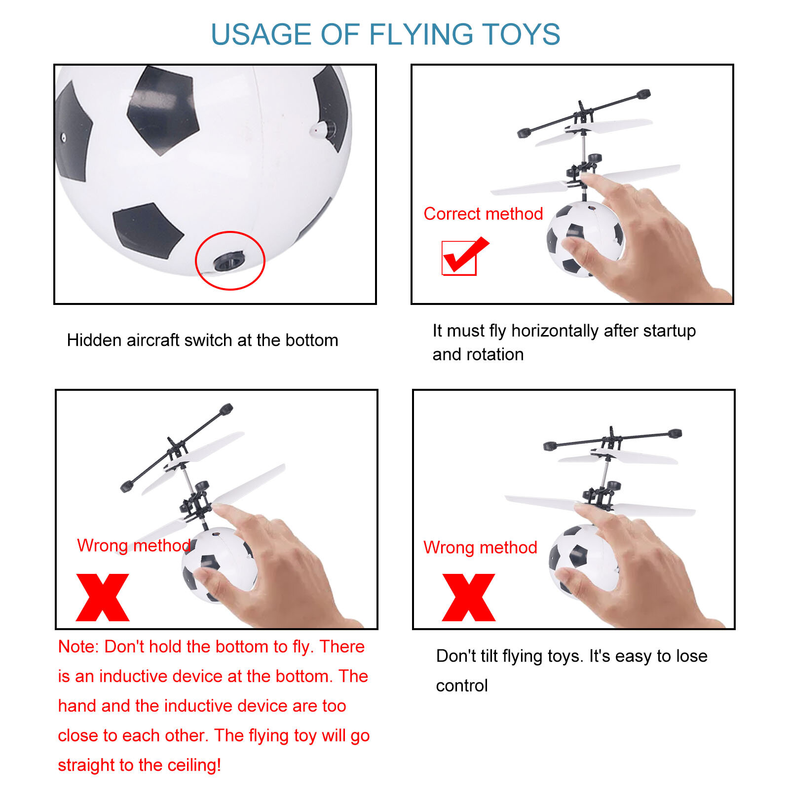 Игрушка-мяч RC Fly Aircraft Игрушки с дистанционным управлением Светодиодный летающий мяч для детей Мальчики Девочки Футбол