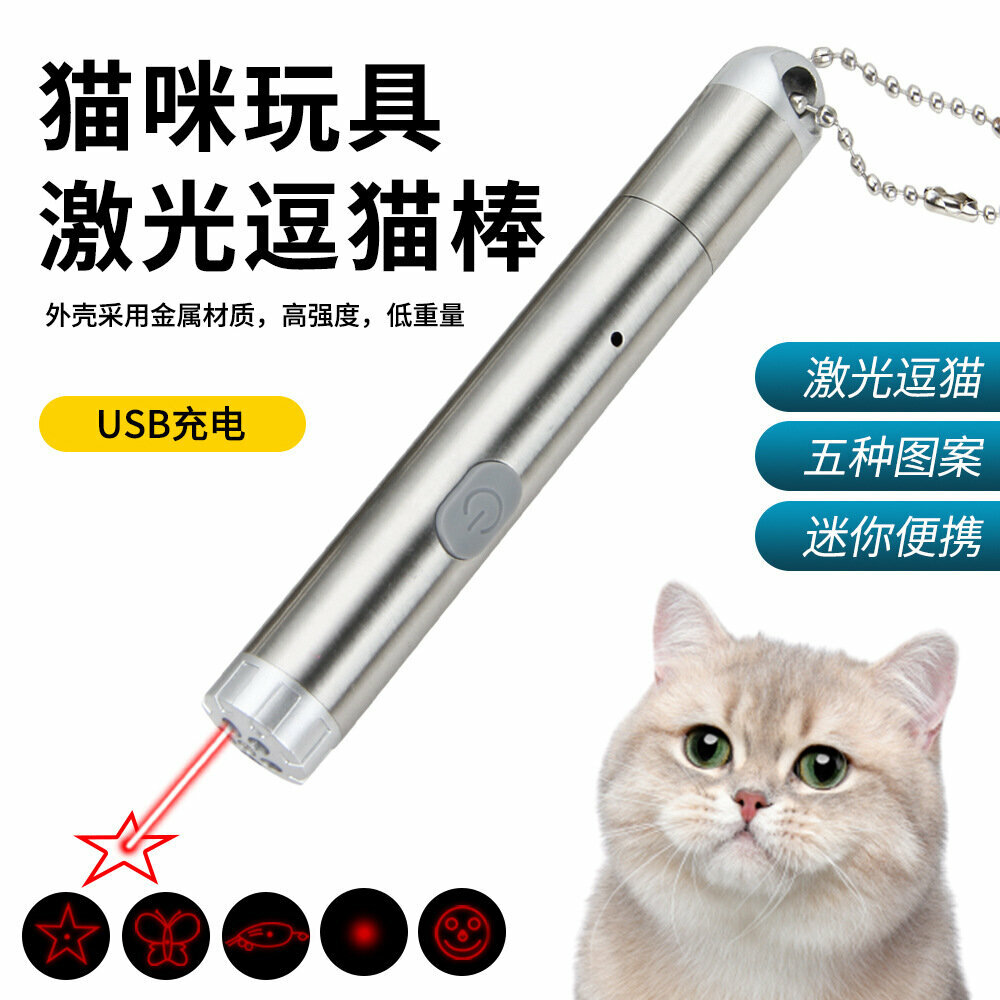 USB-заряжаемая многофункциональная инфракрасная лазерная указка для кошек с различными узорами