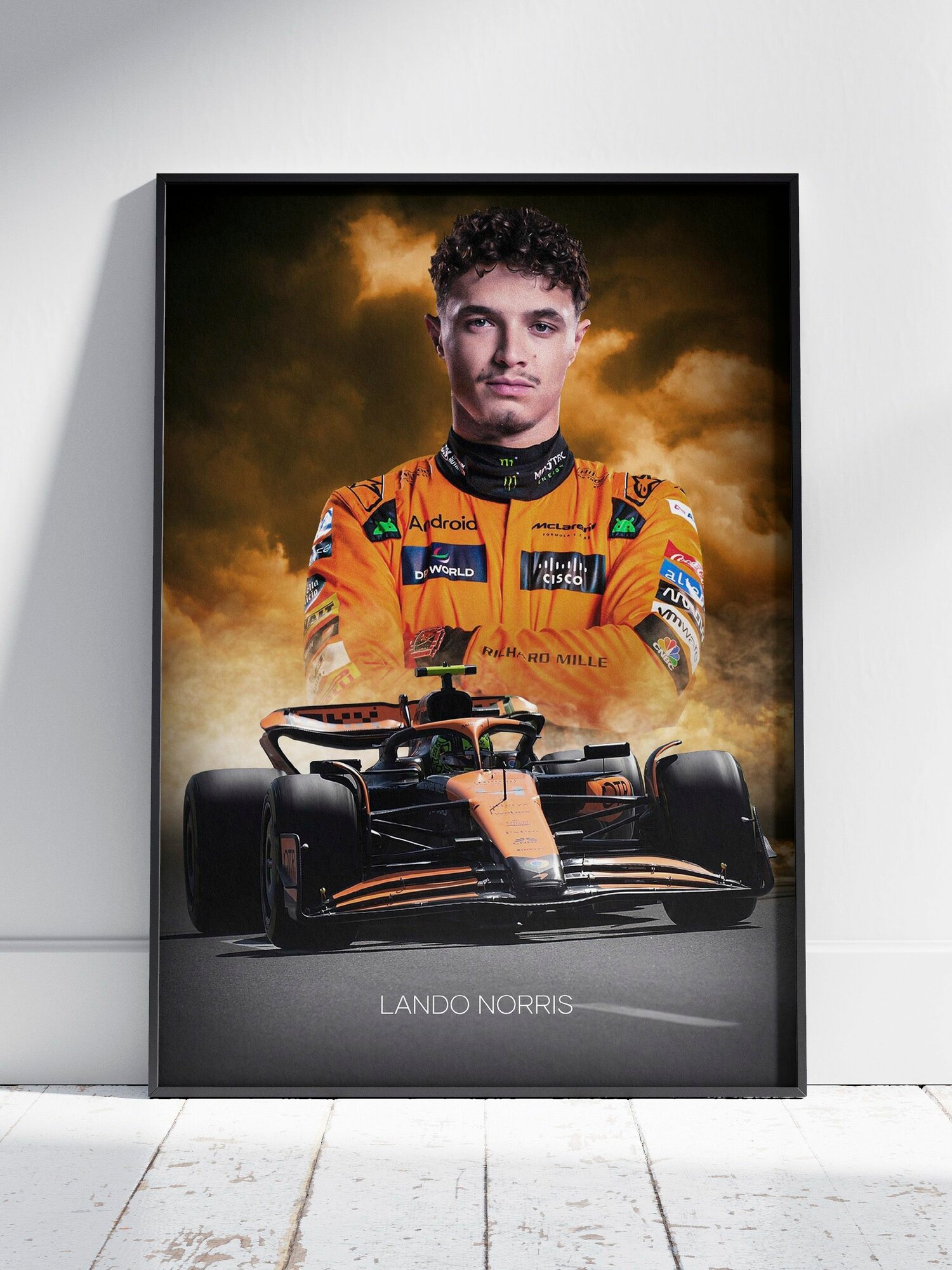 Плакат на стену для интерьера Пилоты Формулы 1 (Ландо Норрис - Lando Norris 10) - Постер по спорту и физической активности формата A4 (21x30 см)