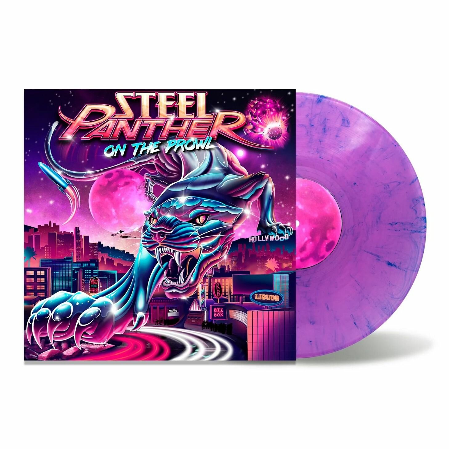 Виниловая пластинка Steel Panther - On The Prowl /> Vinyl, LP, Album, Stereo, Translucent Pink/Blue Marbled, New