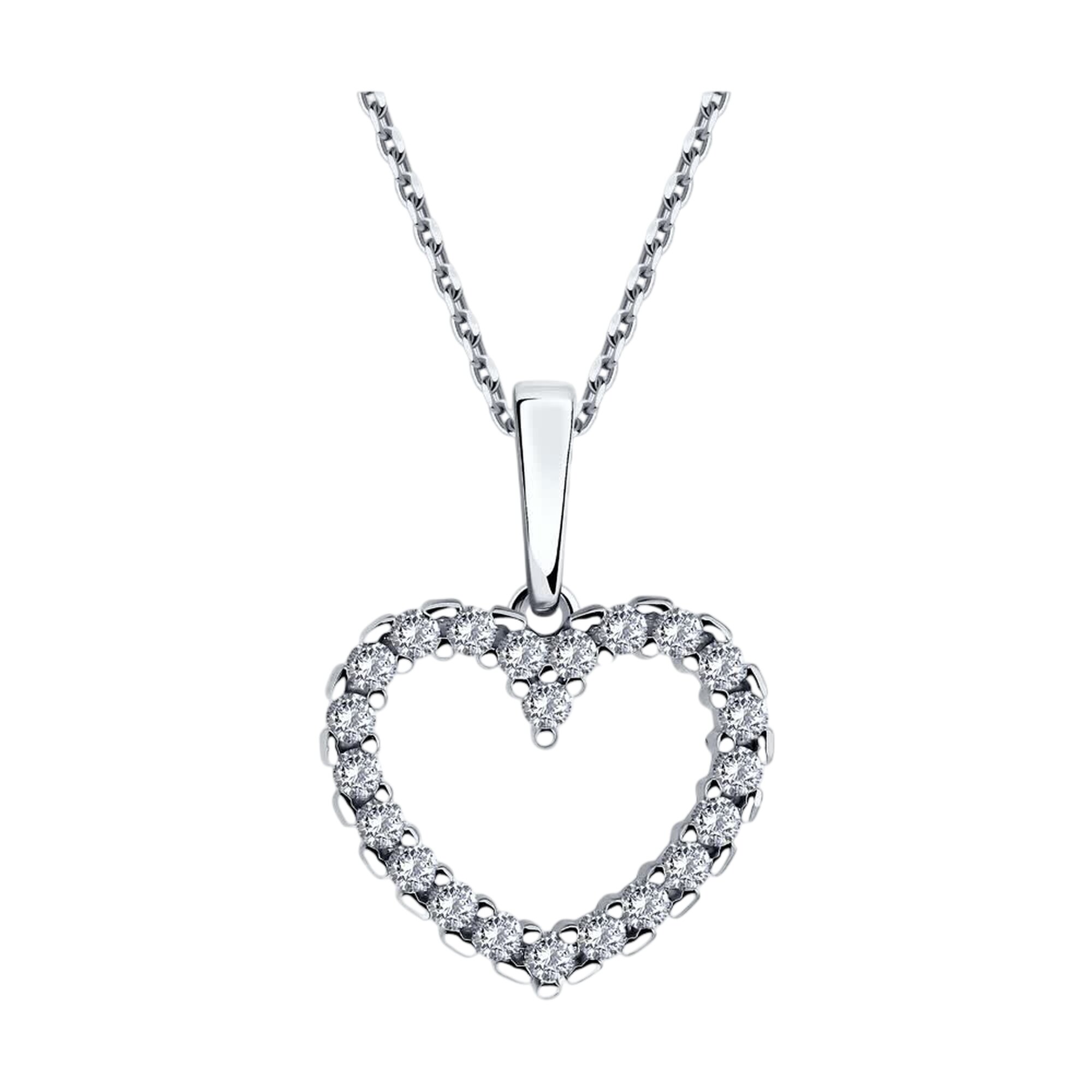 Подвеска, серебро, 925 проба, родирование, фианит