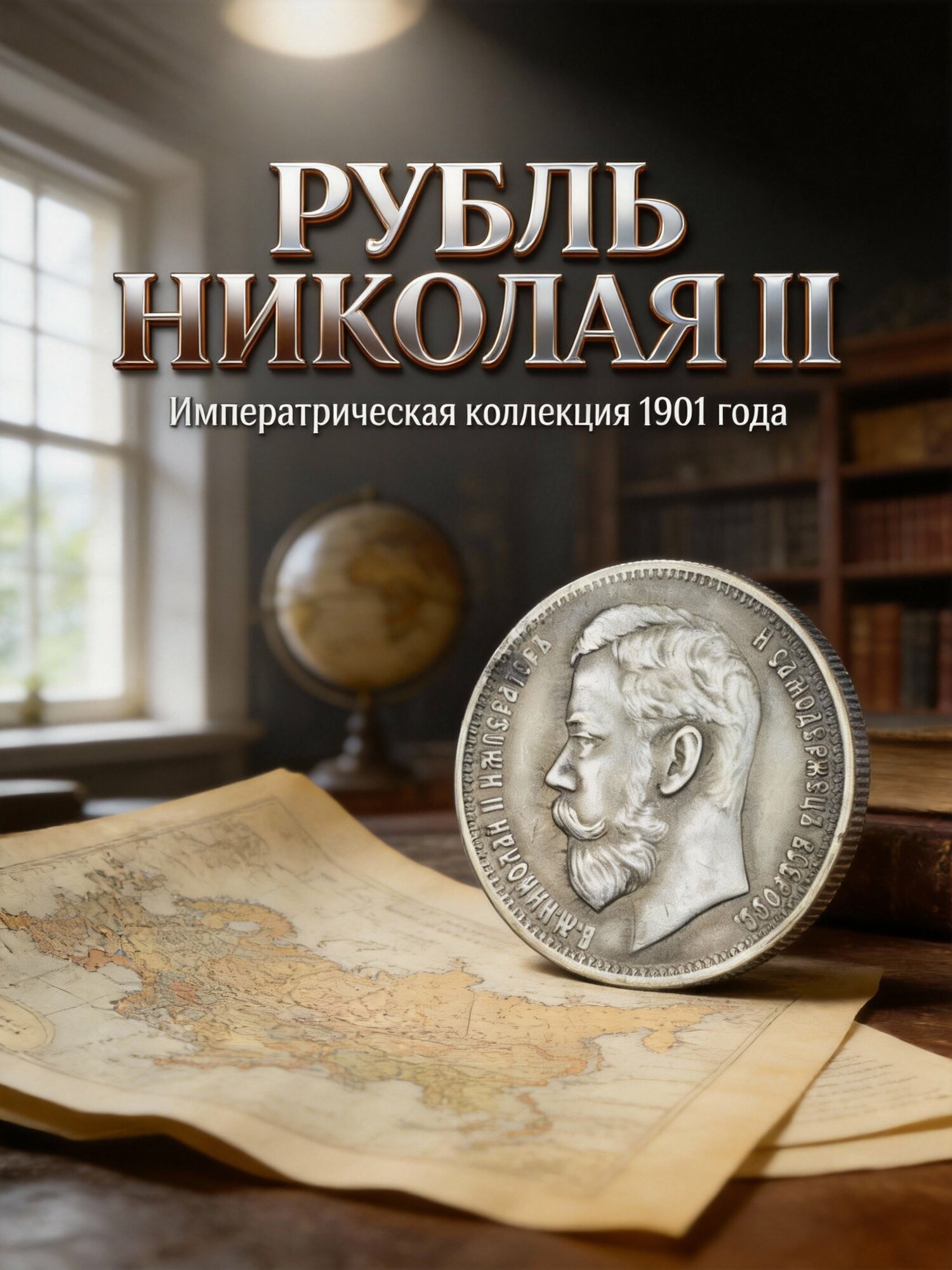 Монета Российской Империи, 1 рубль 1901 года Николай II, серебро гурт АГ для коллекции и инвестиций