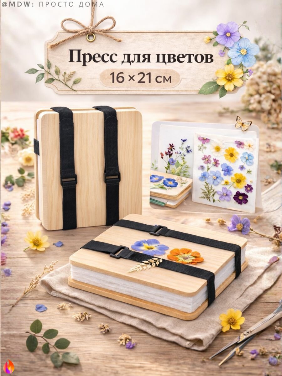 Пресс для цветов 16,21 см, набор для создания гербария и сухоцветов