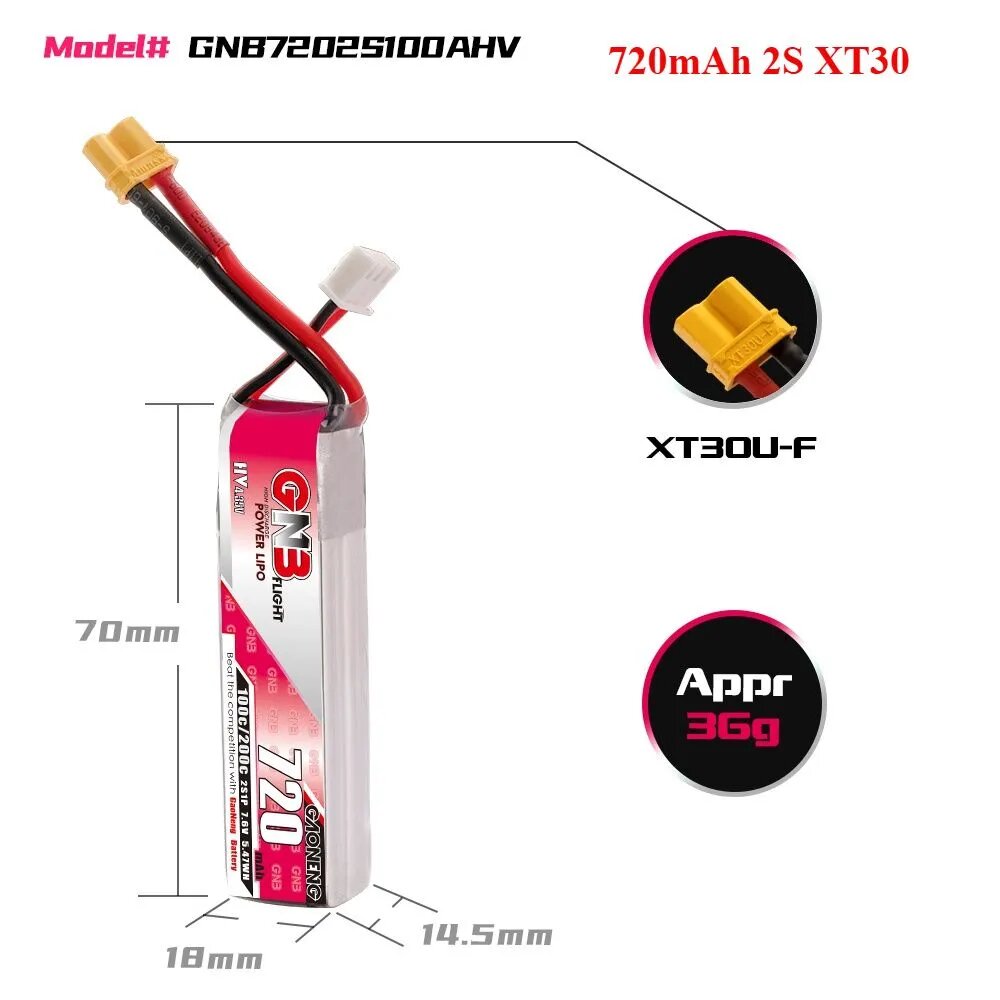 100C LiHV 720 мАч 2S/7,6 В 3S/11,4 В 4S/15,2 В литиевая батарея RC XT30 разъем