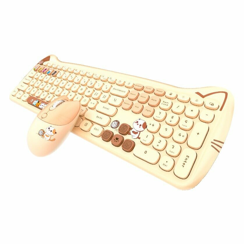 Клавиатура и мышь MOFII Ferris Hand Meow, беспроводная, 2.4G, для девочек