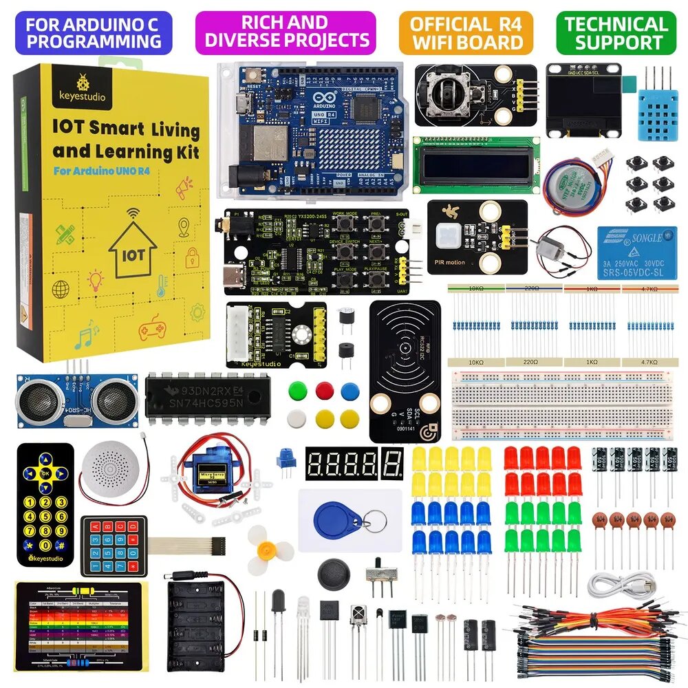 Keyestudio Комплект для самостоятельного обучения IOT Smart Living на Arduino Uno R4 WIFI