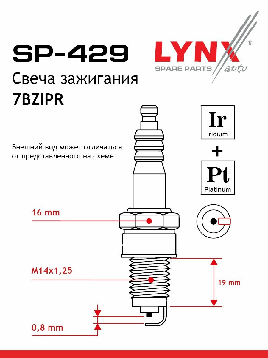 Свеча зажигания 7BZIPR (Iridium + Platinum) (LYNXauto)