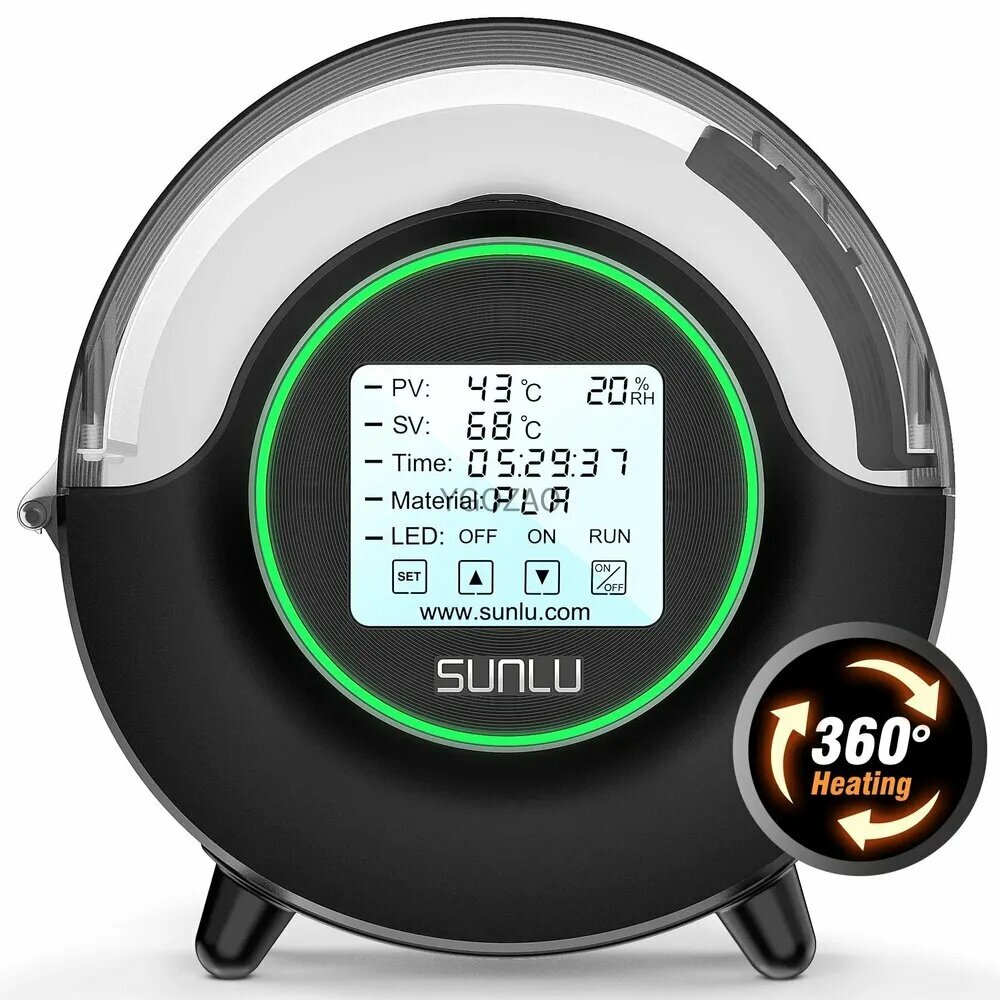 3D-принтер. SUNLU Сушилка для филамента S2, для 3D принтера, черный, LCD дисплей, регулировка температуры 35-55 C