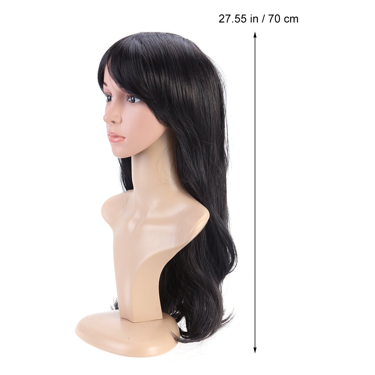 Парик для косплея с волнистыми кудрями 70см черного цвета 20x5cm