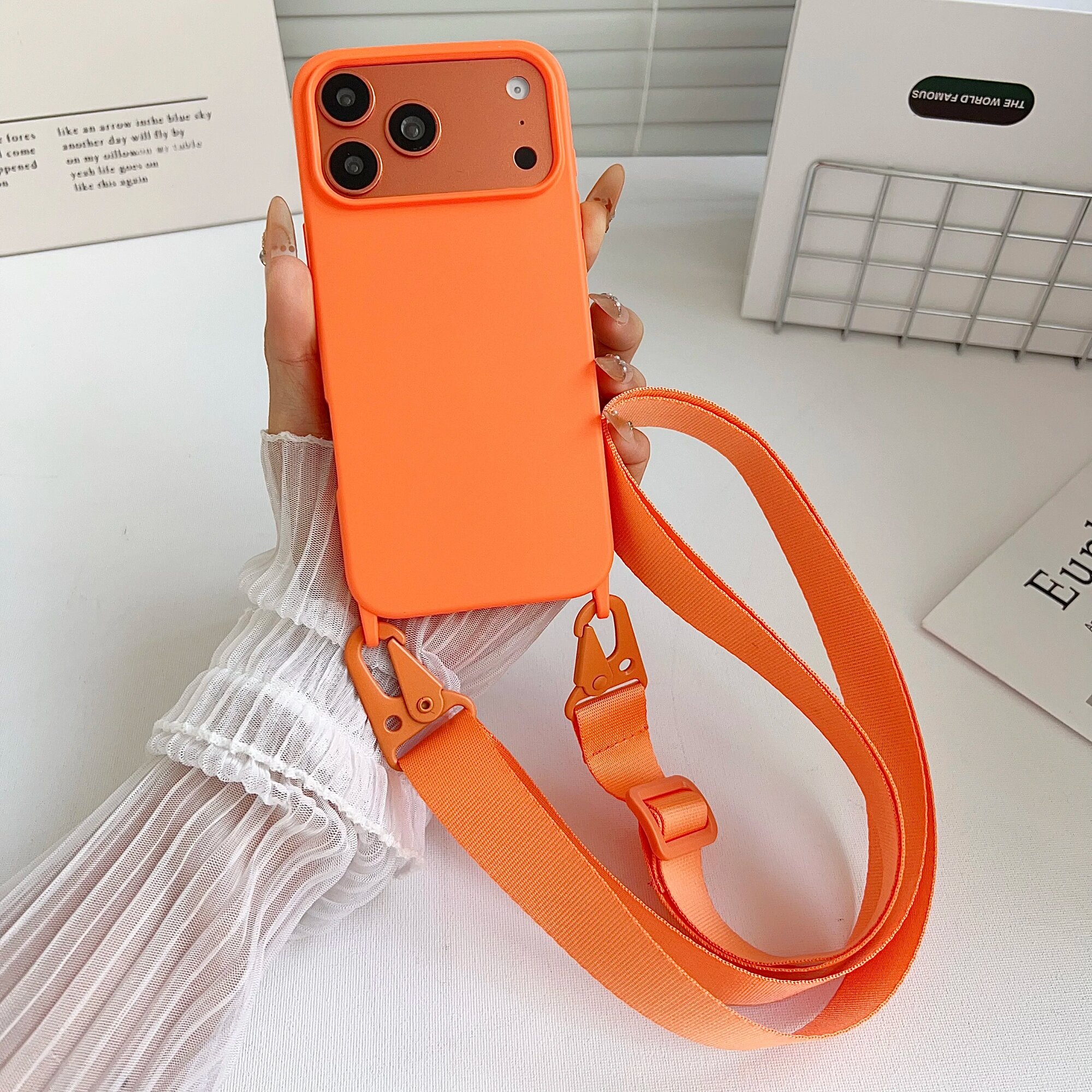 Мягкий Силиконовый Чехол-ремешок С Подвеской Для iPhone Pro Max 16 12 iPhone 13, Оранжевый, Orange