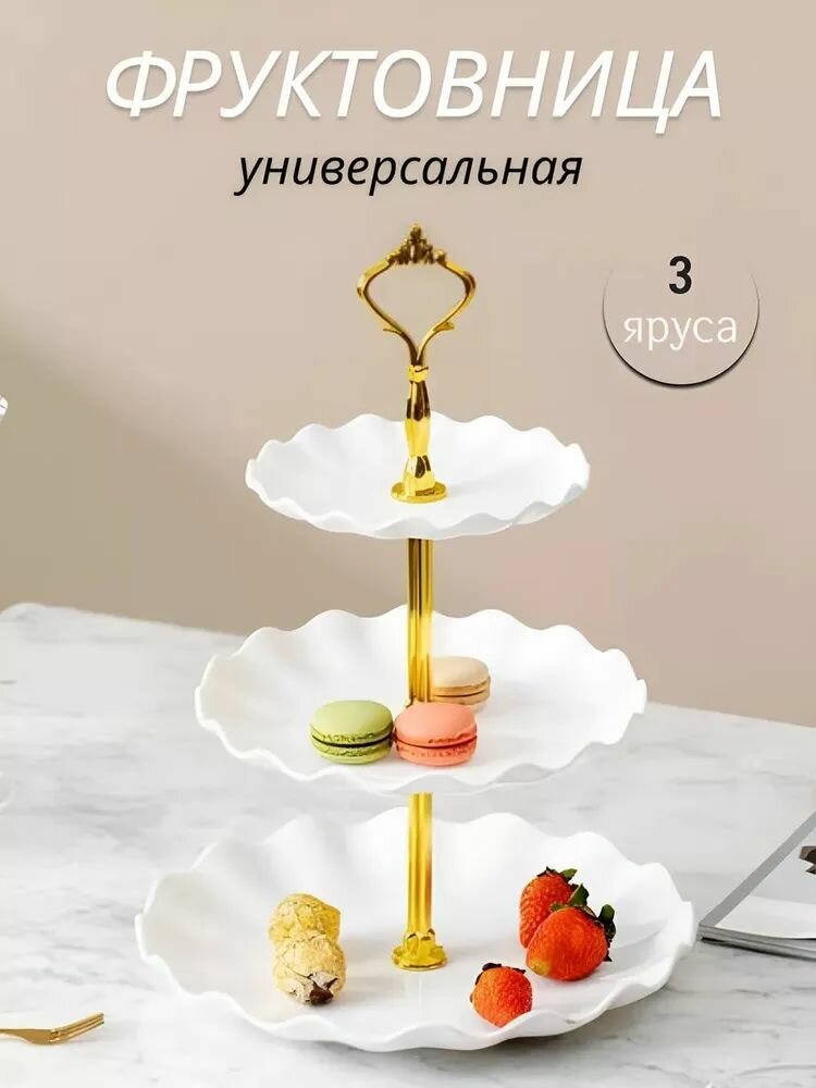 Фруктовница, диаметр 25 см, 3 шт подставка для фруктов фруктовая тарелка ваза для фруктов