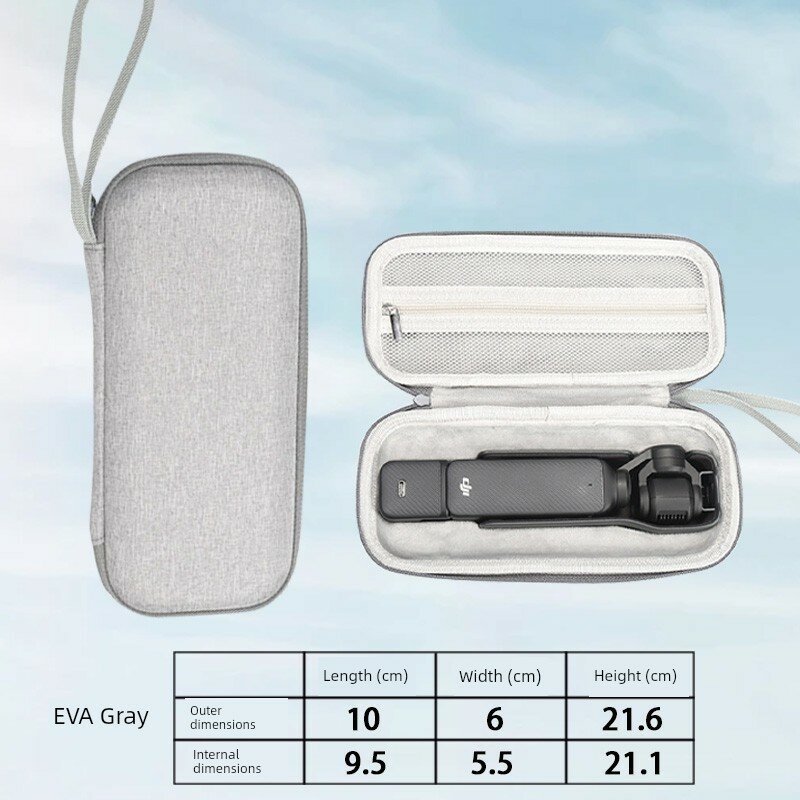 Серый жесткий кейс EVA для камеры DJI Pocket 3 с компактным хранением