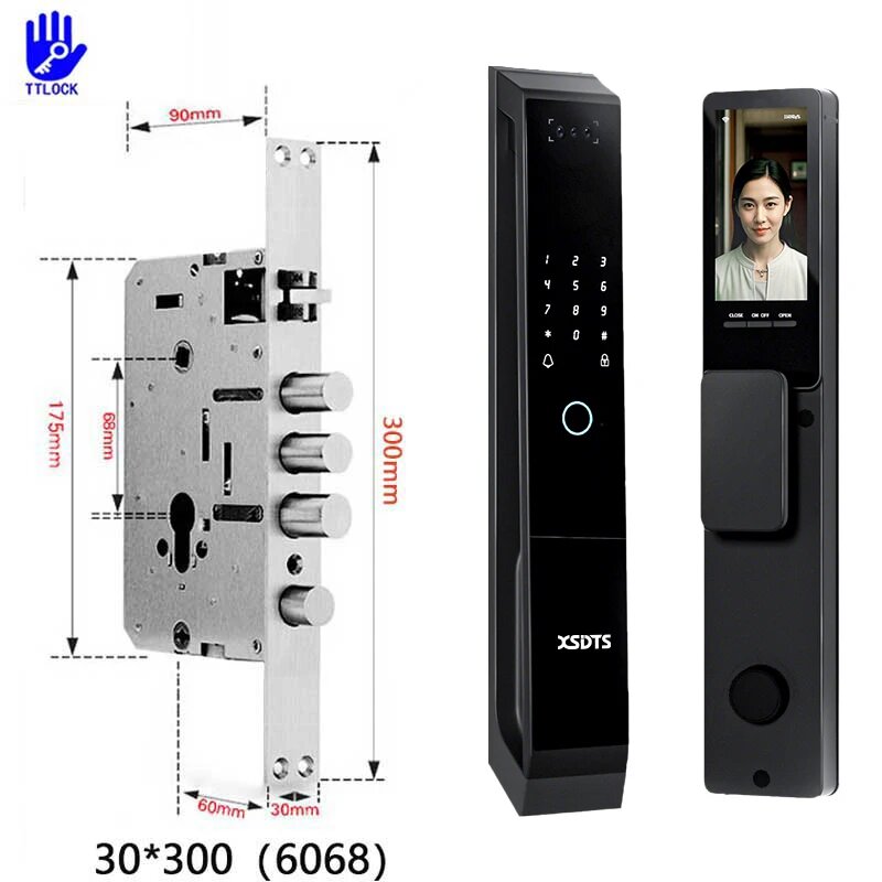 Умный замок XSDTS TT-LOCK с Face ID и отпечатком, 6068-R-30-300