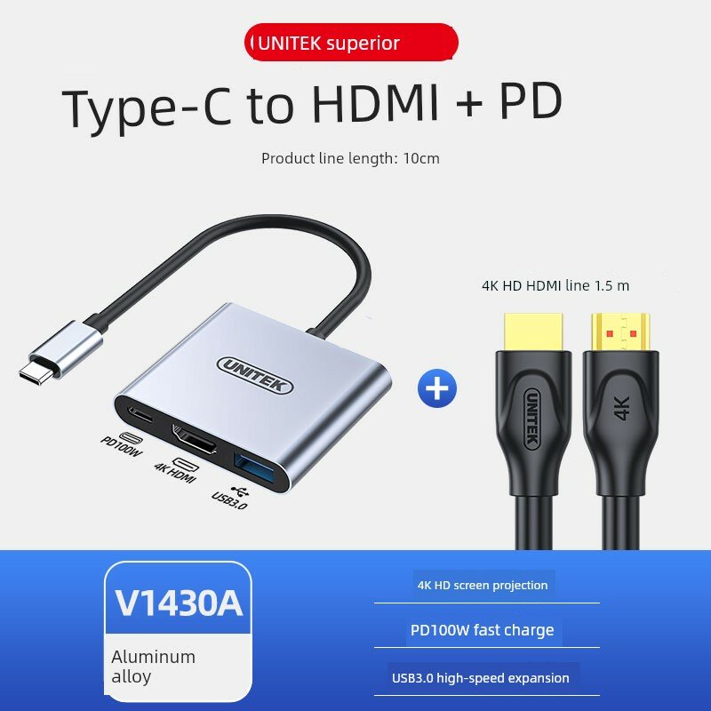 Превосходный конвертер типа C в HDMI/VGA HD с быстрой зарядкой PD, многопортовый адаптер для подключения мобильных