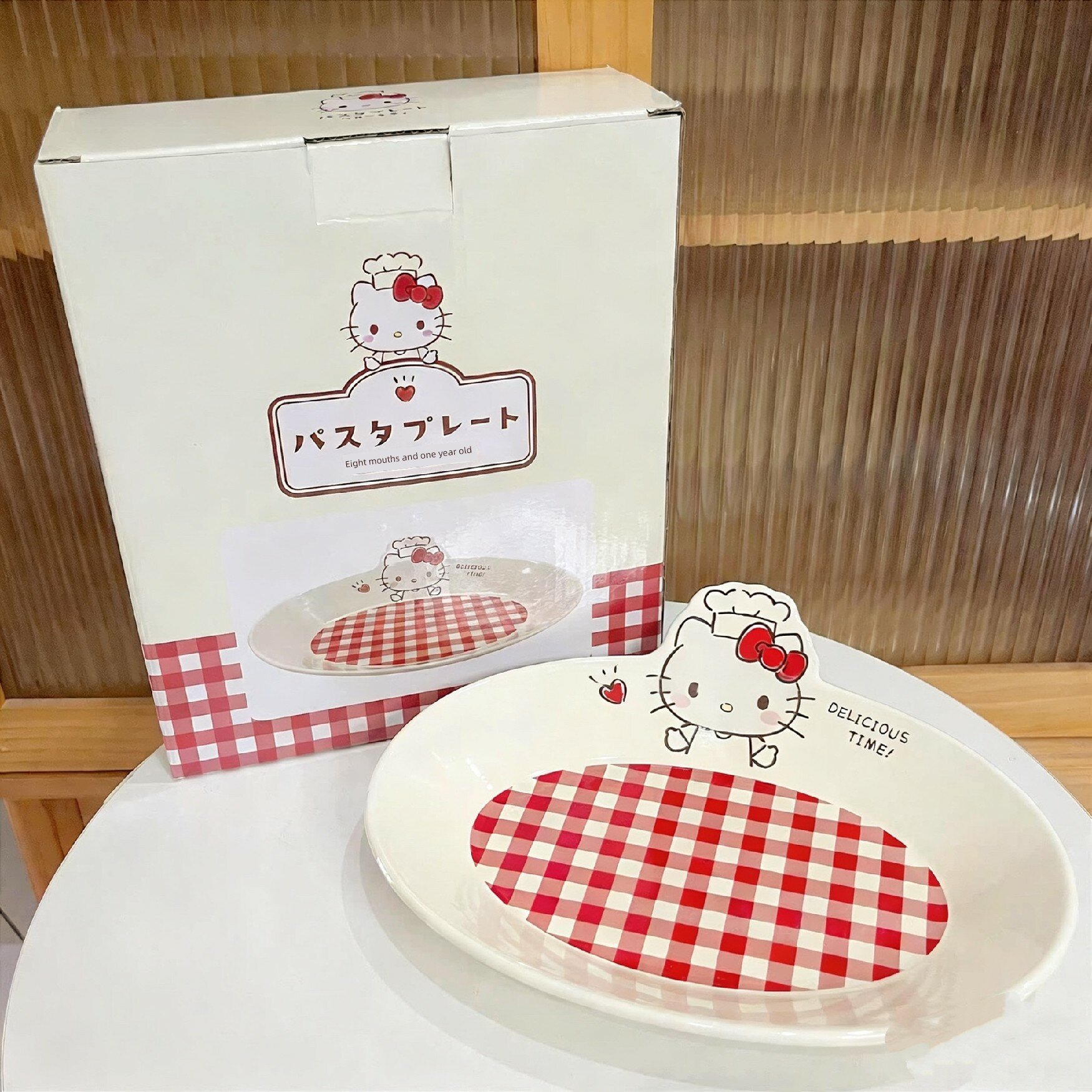Hello Kitty красная клетчатая керамическая тарелка для десертов закусок мини обеденная тарелка подарочный набор