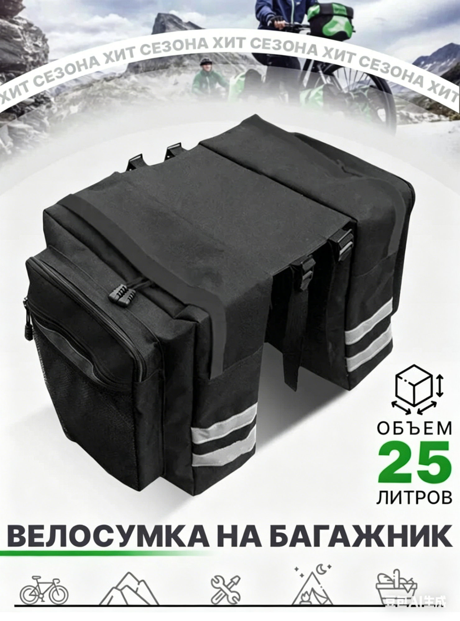 Велосумка, объем: 25 л