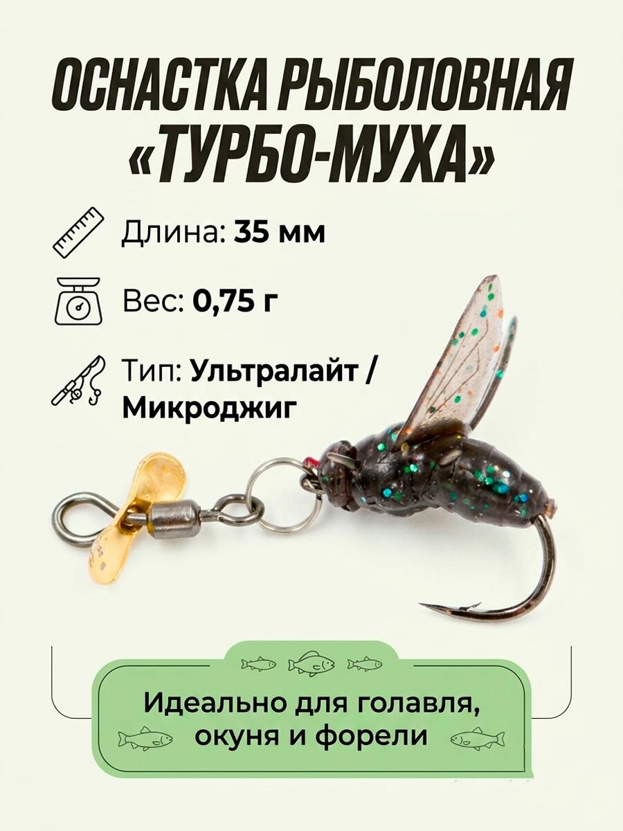 Оснастка рыболовная с пропеллером и мухой,35 мм,0,75 гр