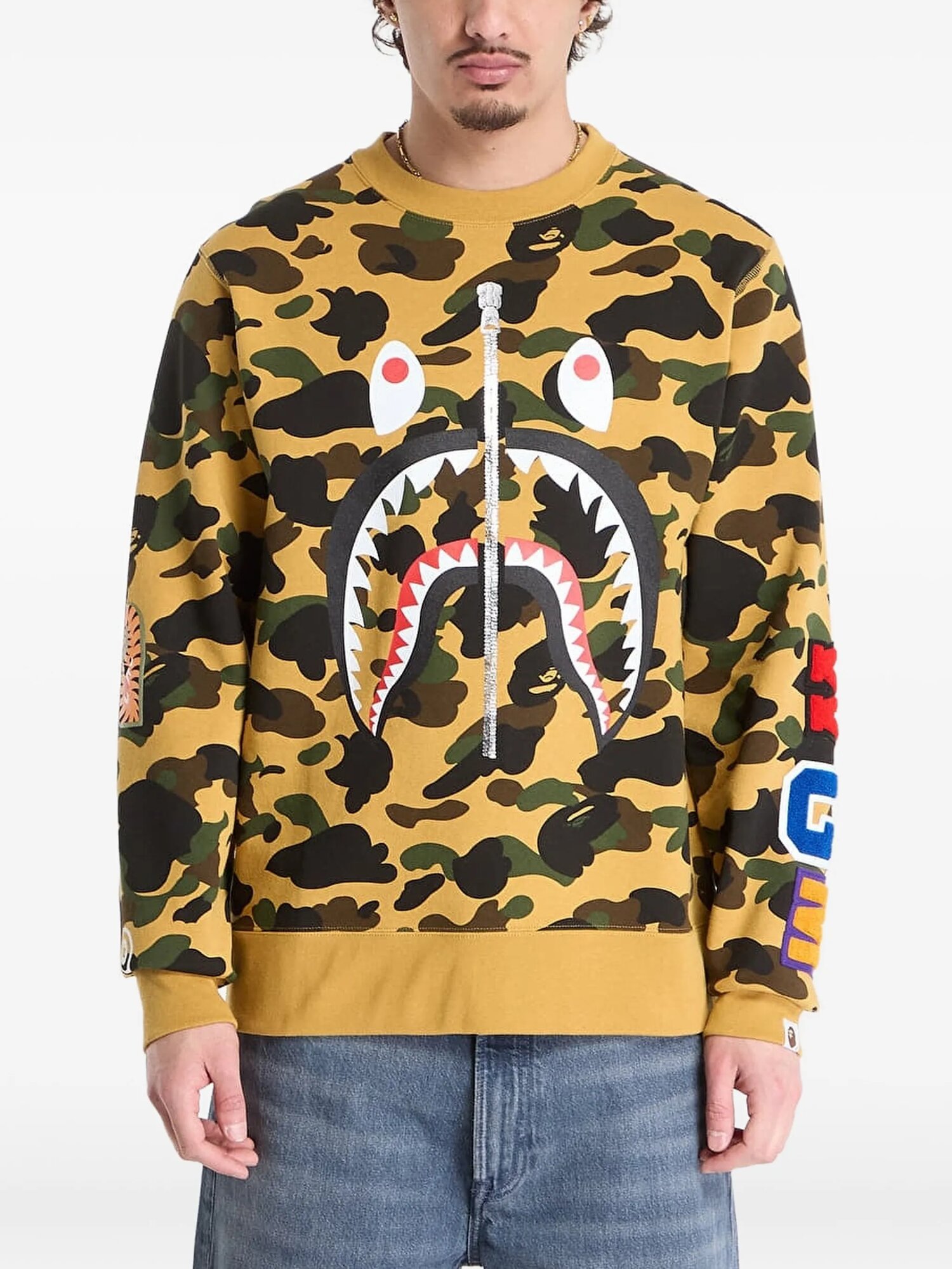 Толстовка A BATHING APE Camo Shark, размер 52, , Желтый — фото 1