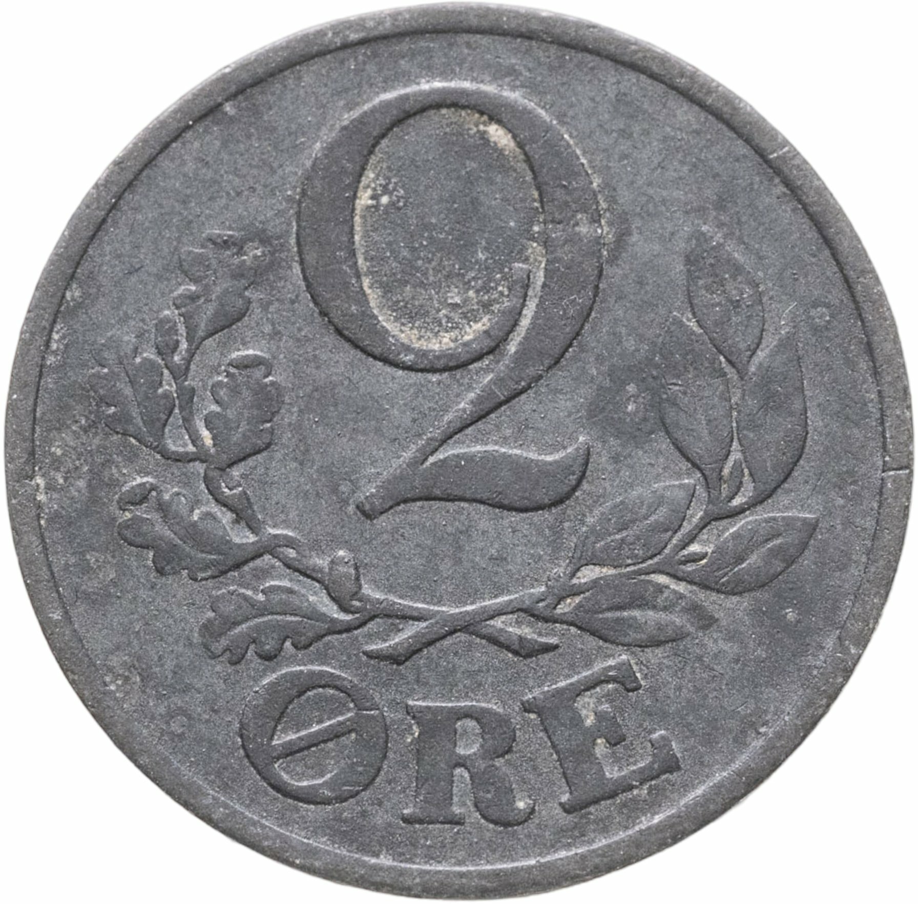Дания 2 эре ore 1944, Цинк, в сохранности VF
