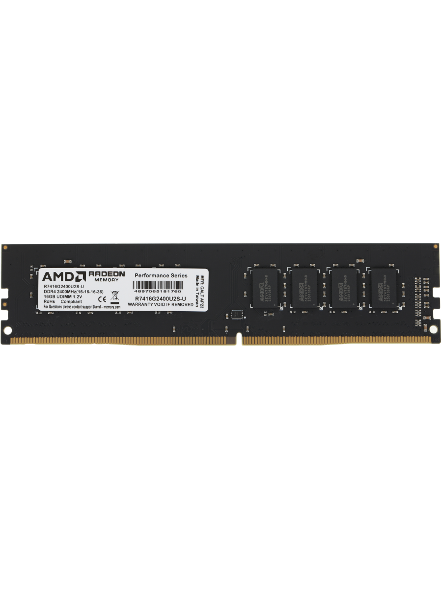 Память DDR4 16GB 2400MHz AMD R7416G2400U2S-U Radeon R7 Performance Series RTL PC4-19200 CL16 DIMM 288-pin 1.2В RTL