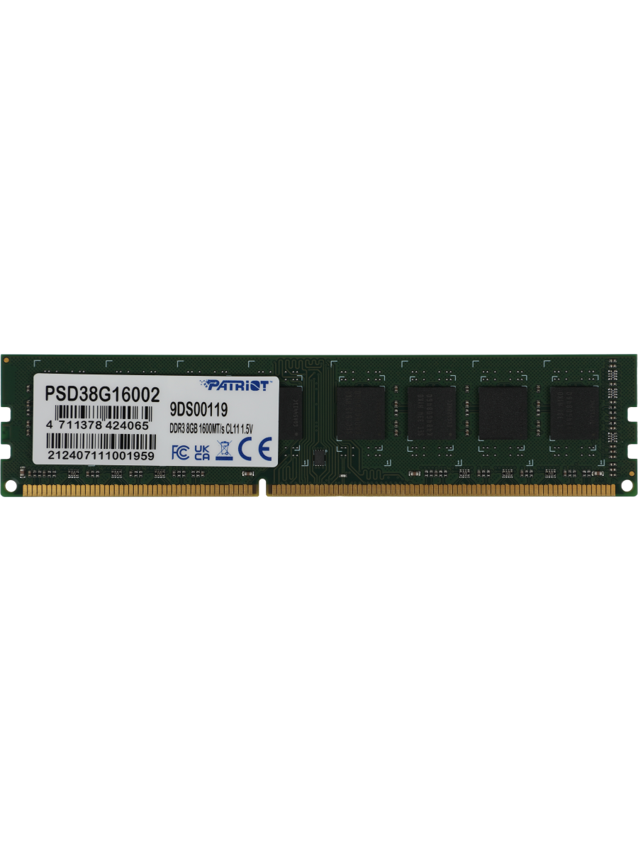 Память DDR3 8GB 1600MHz Patriot PSD38G16002 Signature Line RTL PC3-12800 CL11 DIMM 240-pin 1.5В dual rank RTL