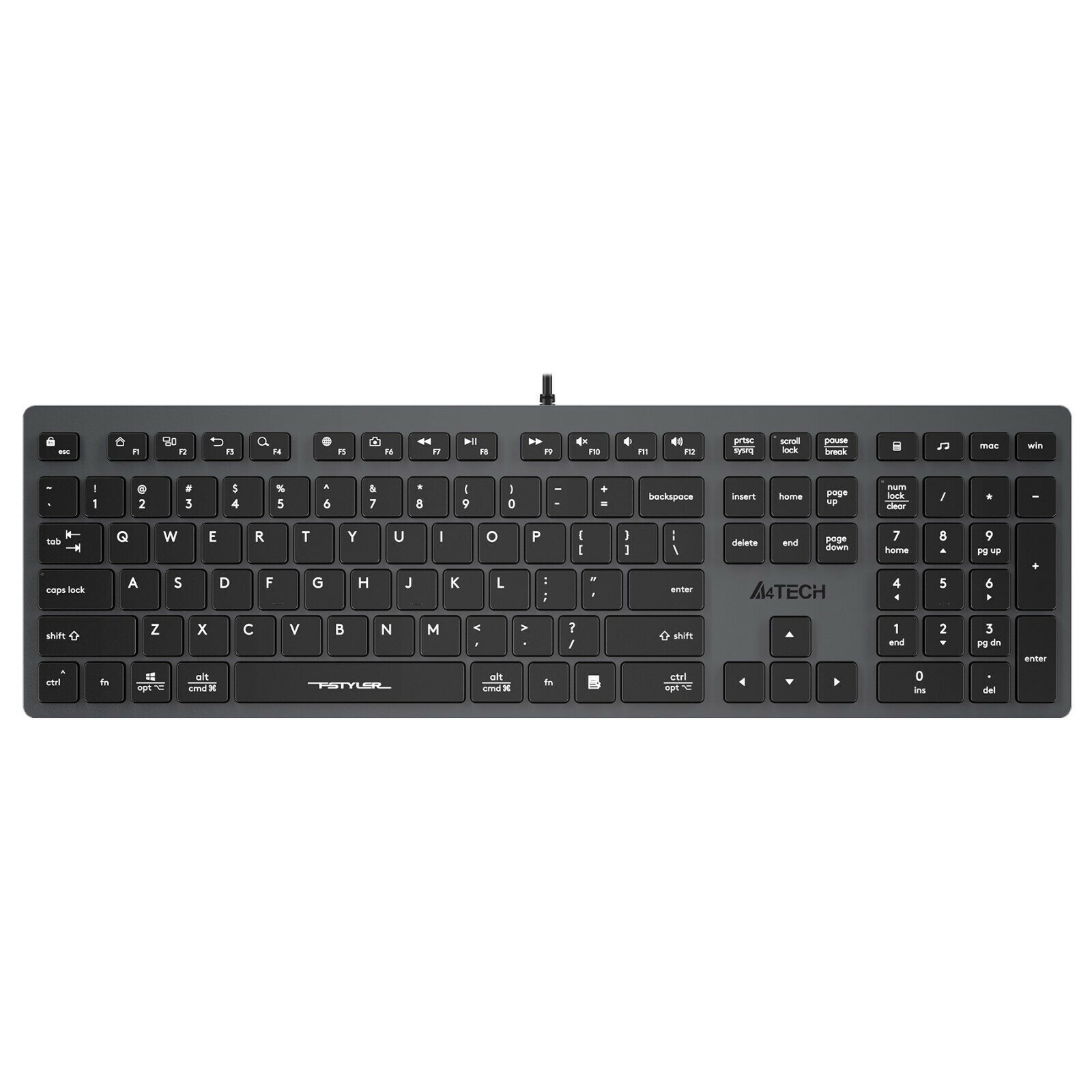 Клавиатура A4TECH проводная компьютерная FX50 серая USB